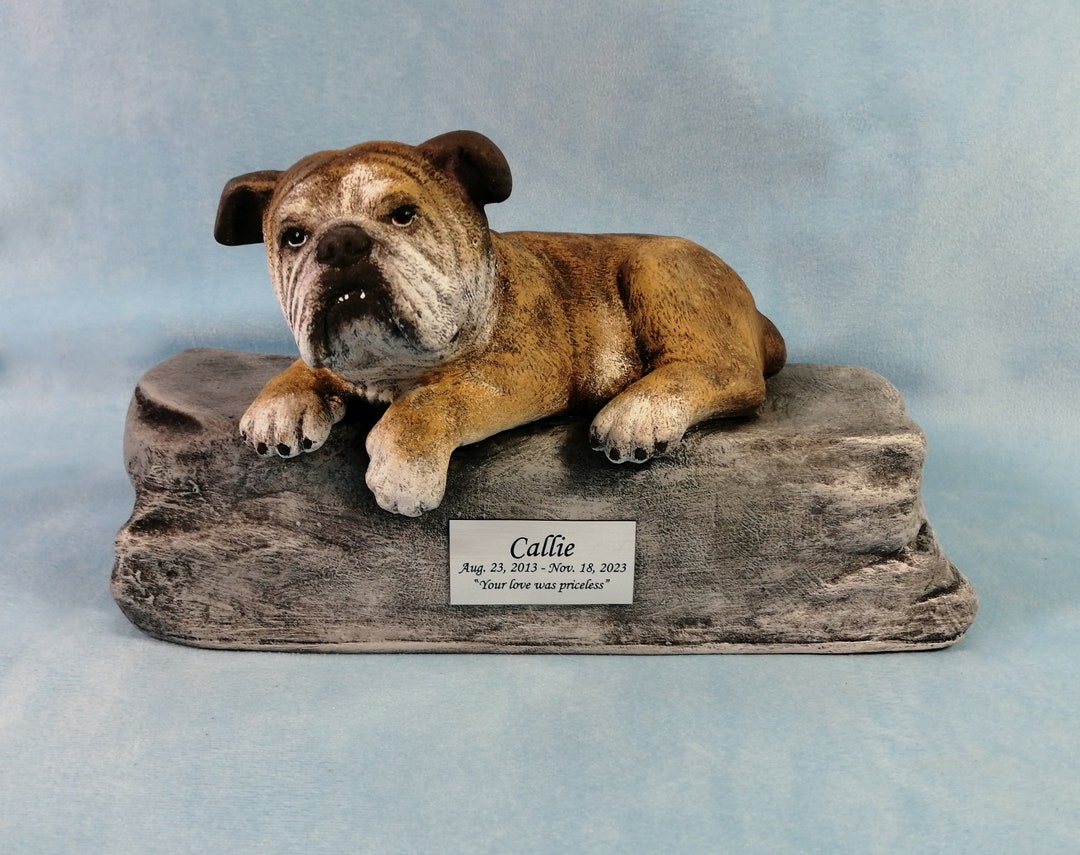 Custom Painted Bulldog Cremation Urn -pet Hand Made Urn With Plastic ...