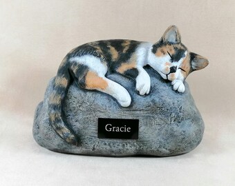 Ceramic Engraved Painted Cat Cremation Urn With Plastic Name - Etsy