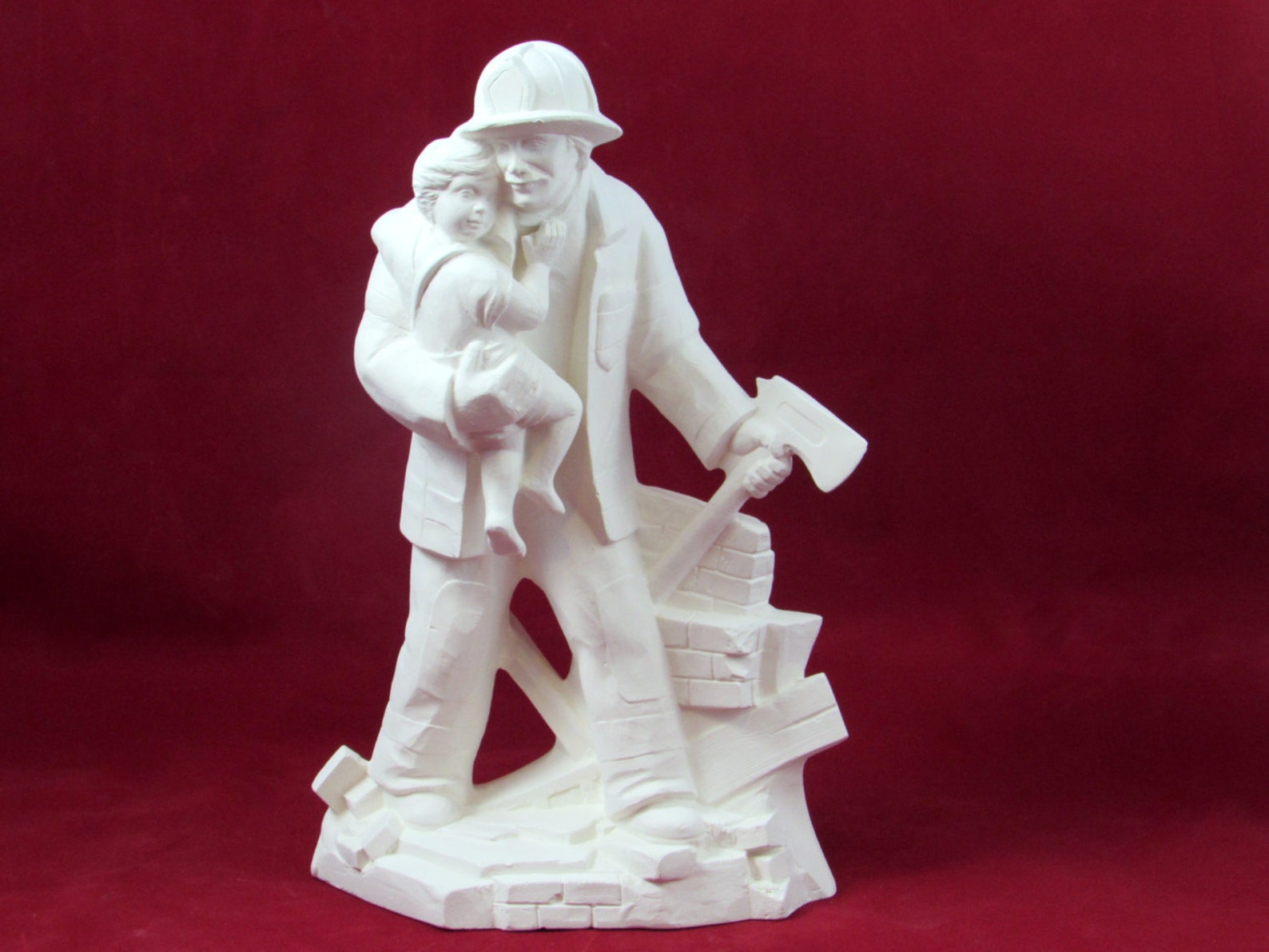 READY to SHIP Ready to Paint Firefighter Saving a Baby in Ceramic ...