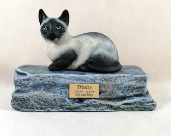 Ceramic Engraved Painted Bengal Cat Cremation Urn With Plastic Name ...