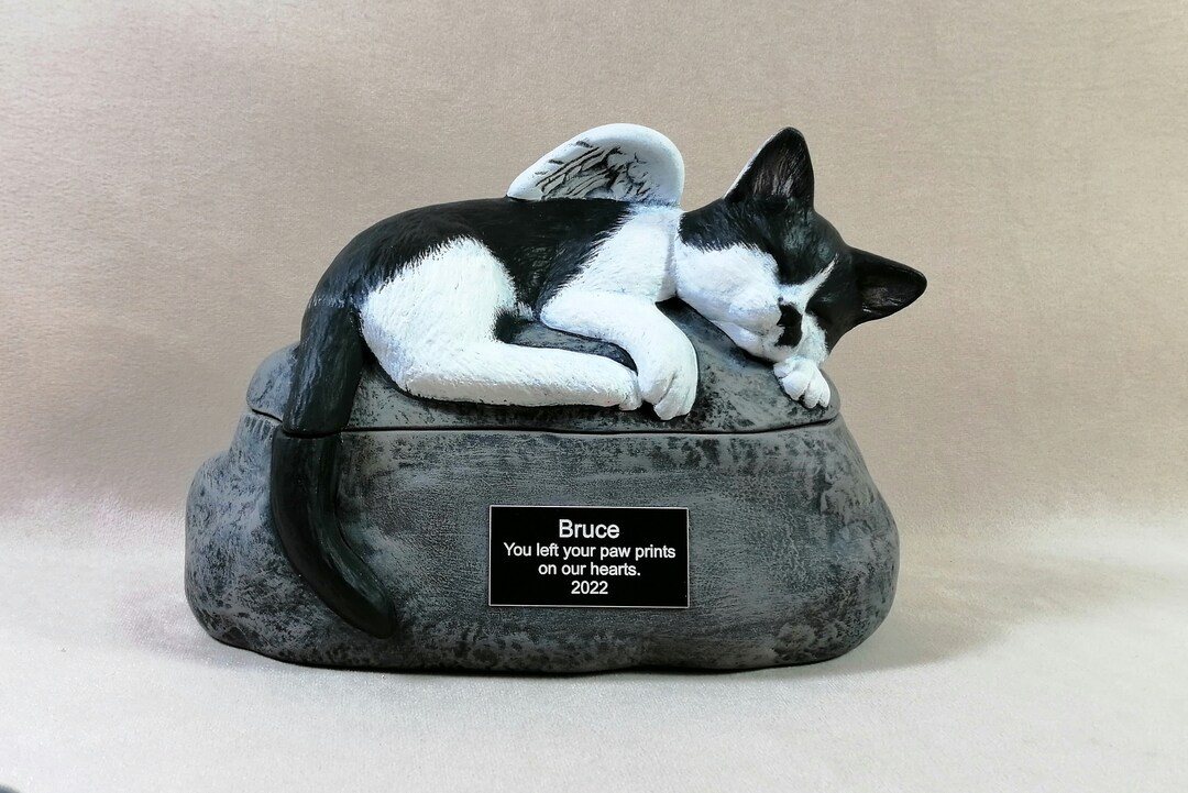 Custom Ceramic Engraved and Custom Painted Cat Cremation Urn With ...