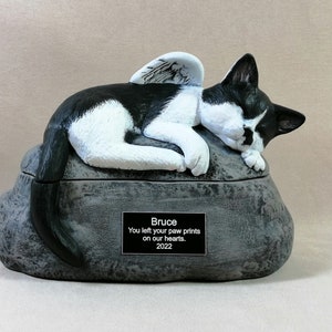 Custom Ceramic Engraved and Custom Painted Cat Cremation Urn With ...