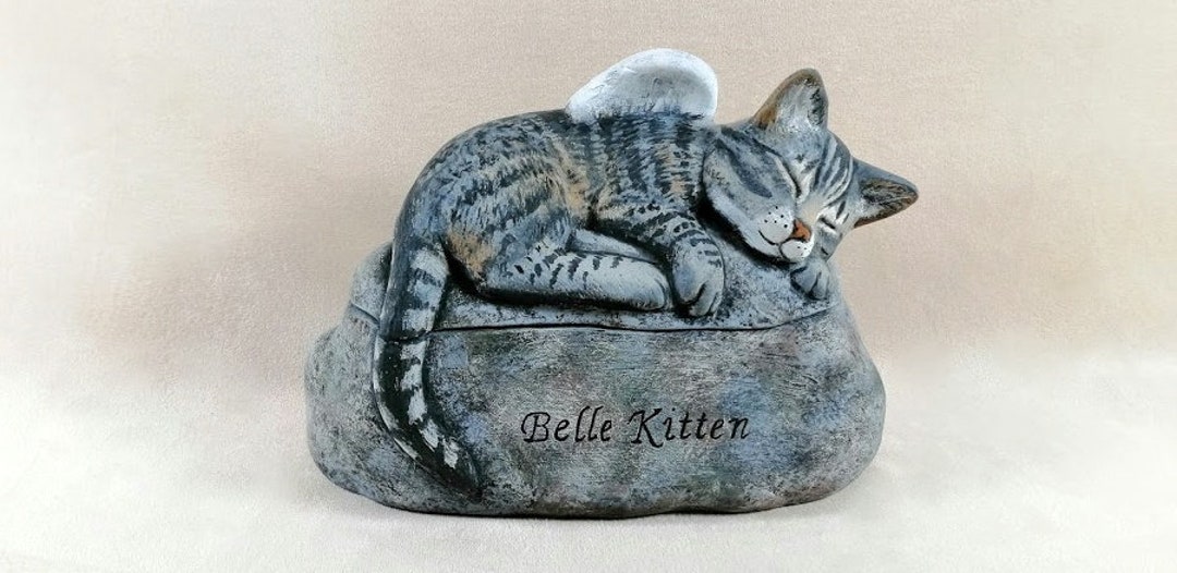 Handmade Custom Painted Ceramic Short Hair Cat Cremation Urn - Hand ...