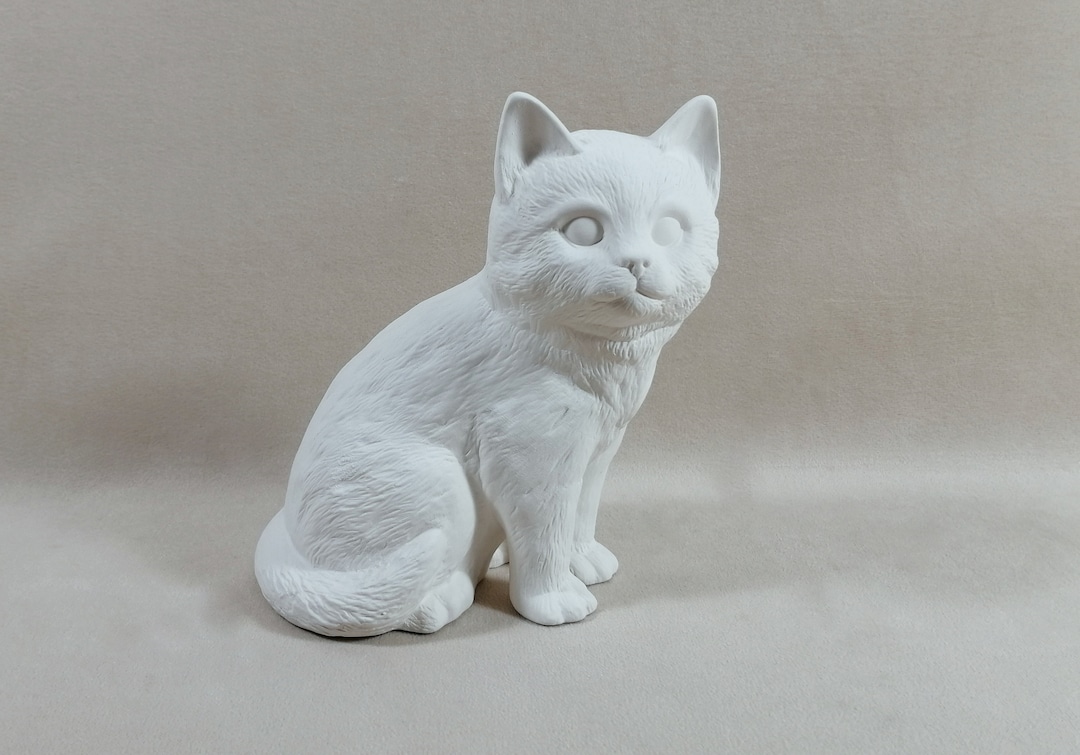 Ceramic Ready to Paint Cat Statue or Bottom Loading Cremation Urn ...