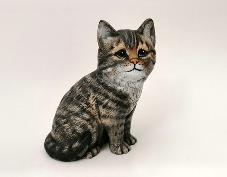 Ceramic Custom Painted Cat Statue or Bottom Loading Cremation Urn, Hand ...