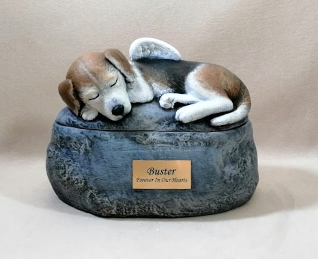 Ceramic Custom Two Piece Beagle Painted Dog Urn With a Name Plate-hand ...