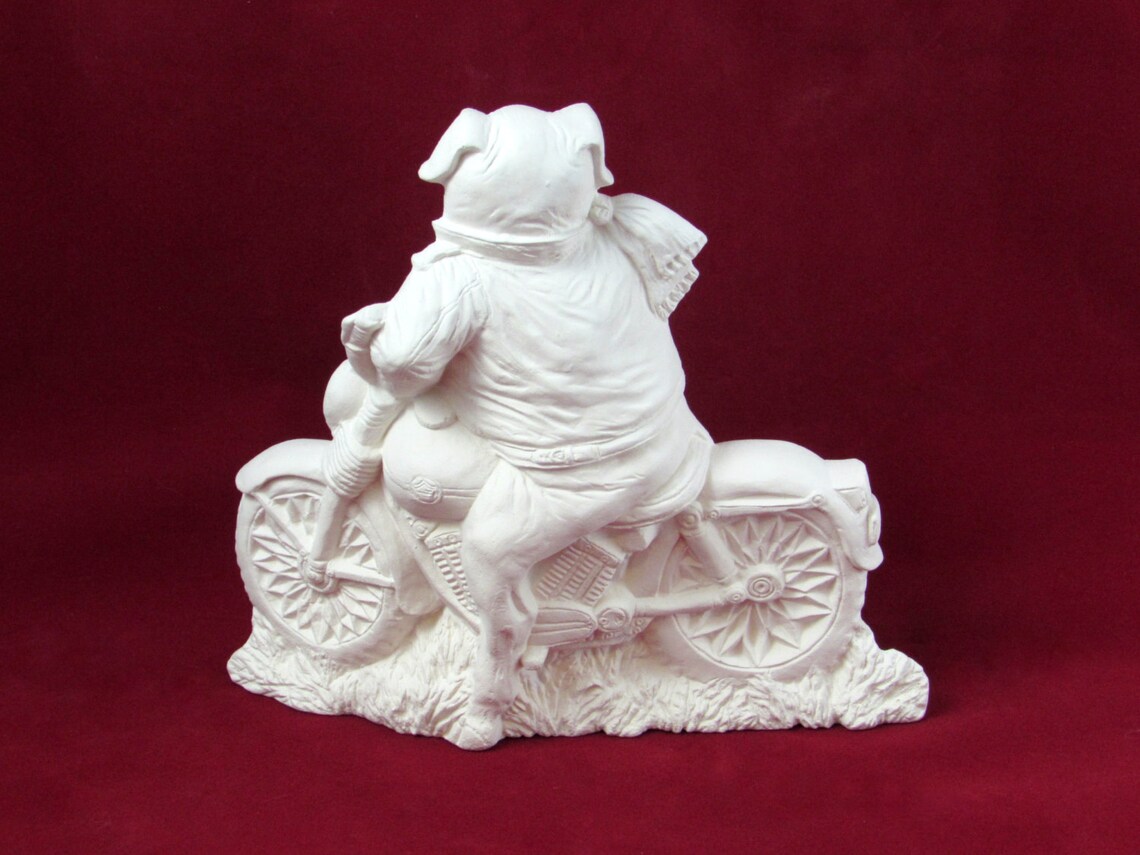 Ceramic Ready to Paint hog Pig on a Motorcycle 6.75 | Etsy