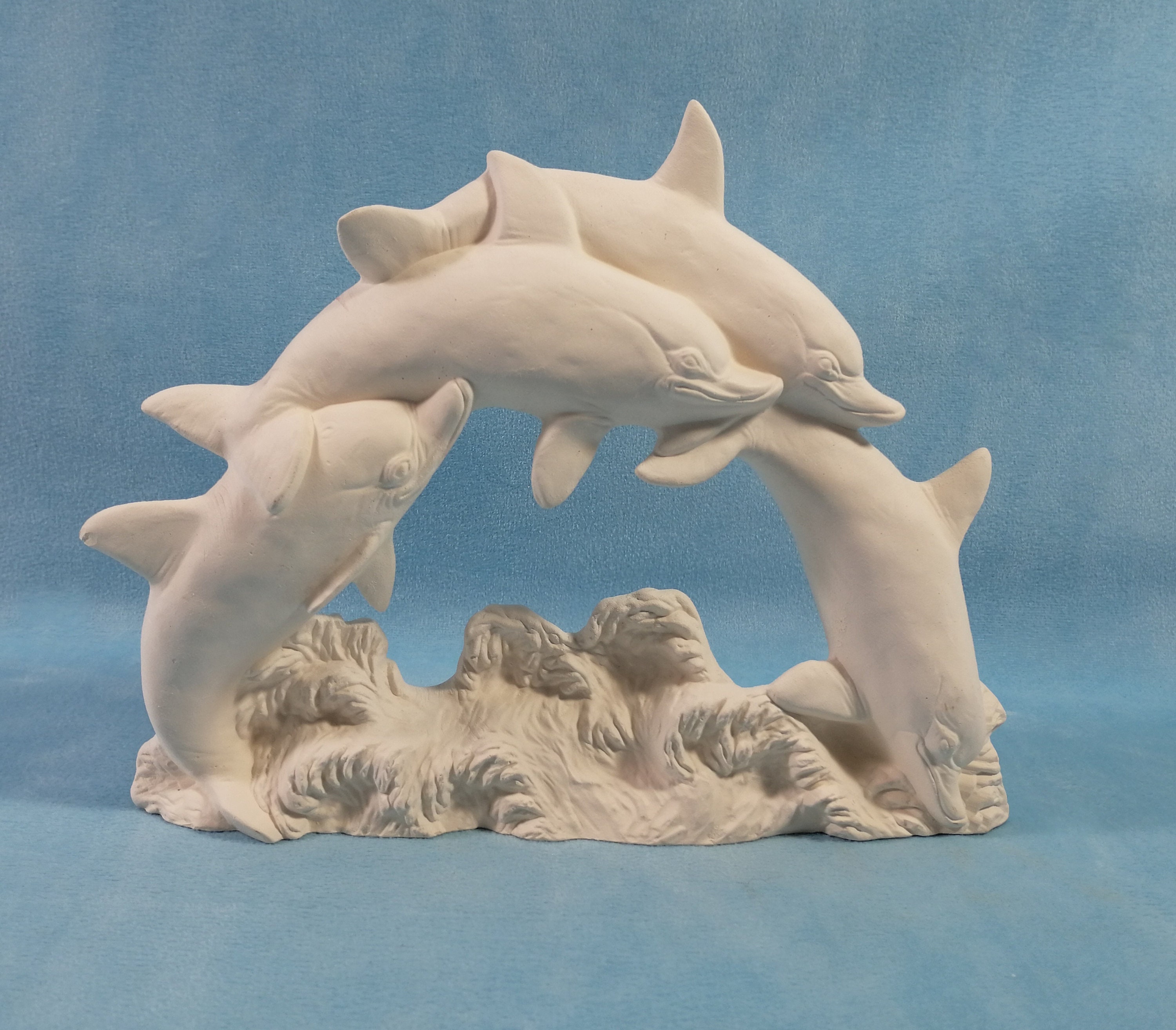 Ready to Paint Ceramic Arch of Dolphins-diy- Unpainted Ceramic Bisque ...