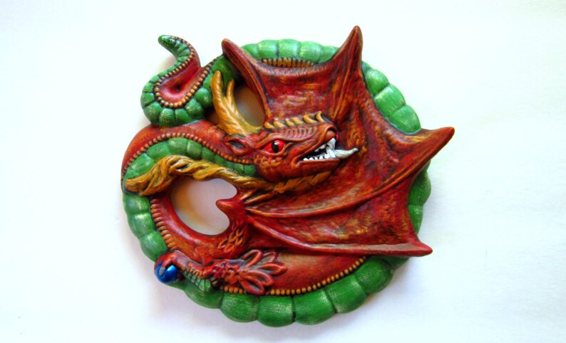 SALE and READY to SHIP Ceramic Dragons Wall Decor Set, Hand Painted - 7 ...