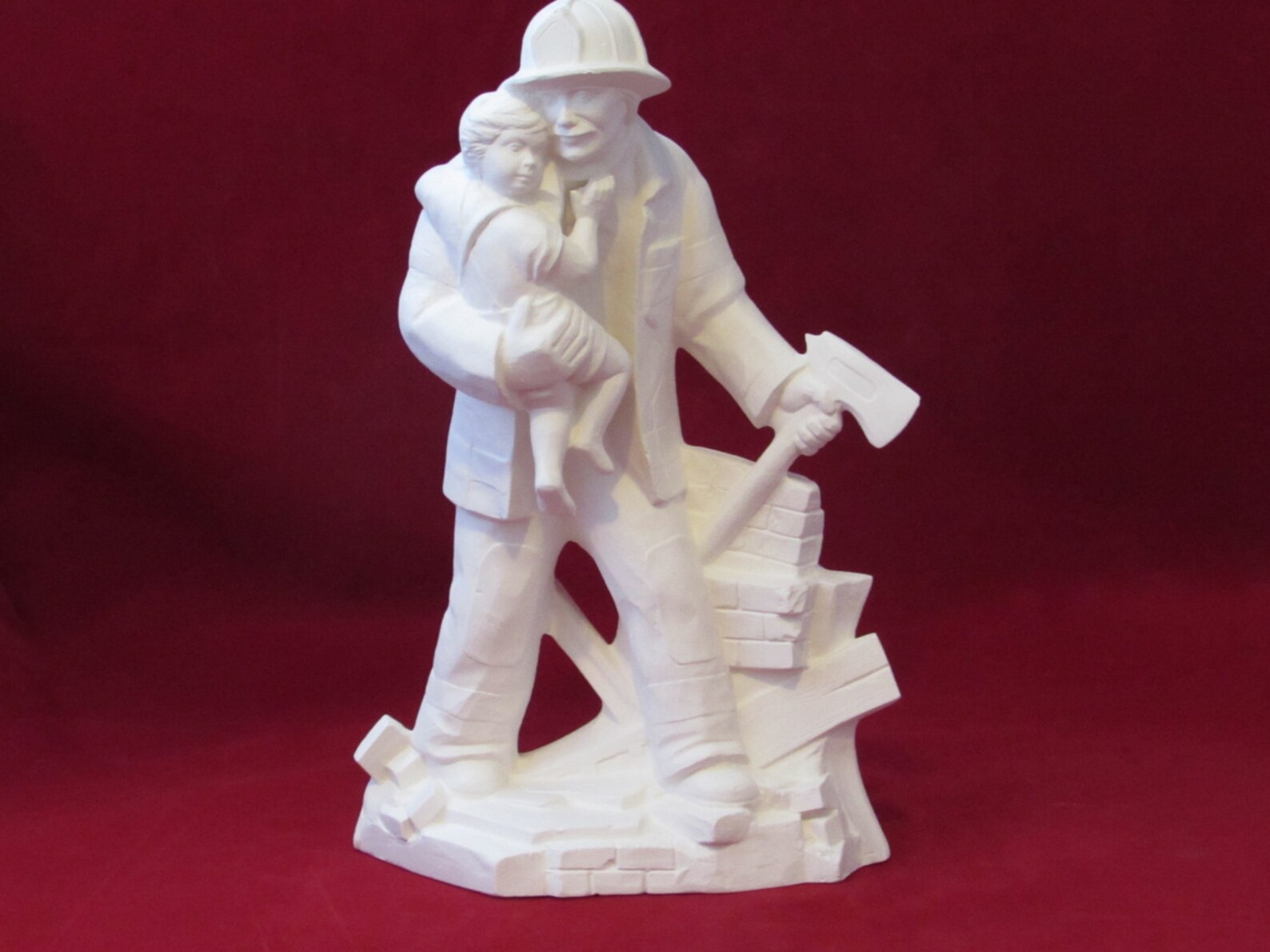 READY to SHIP Ready to Paint Firefighter Saving a Baby in Ceramic ...