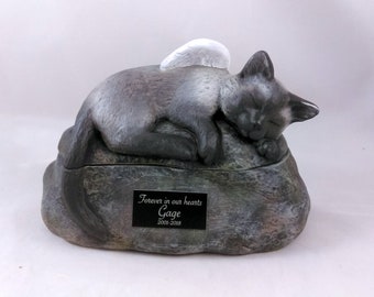 Ceramic Engraved Painted Cat Cremation Urn With Plastic Name - Etsy