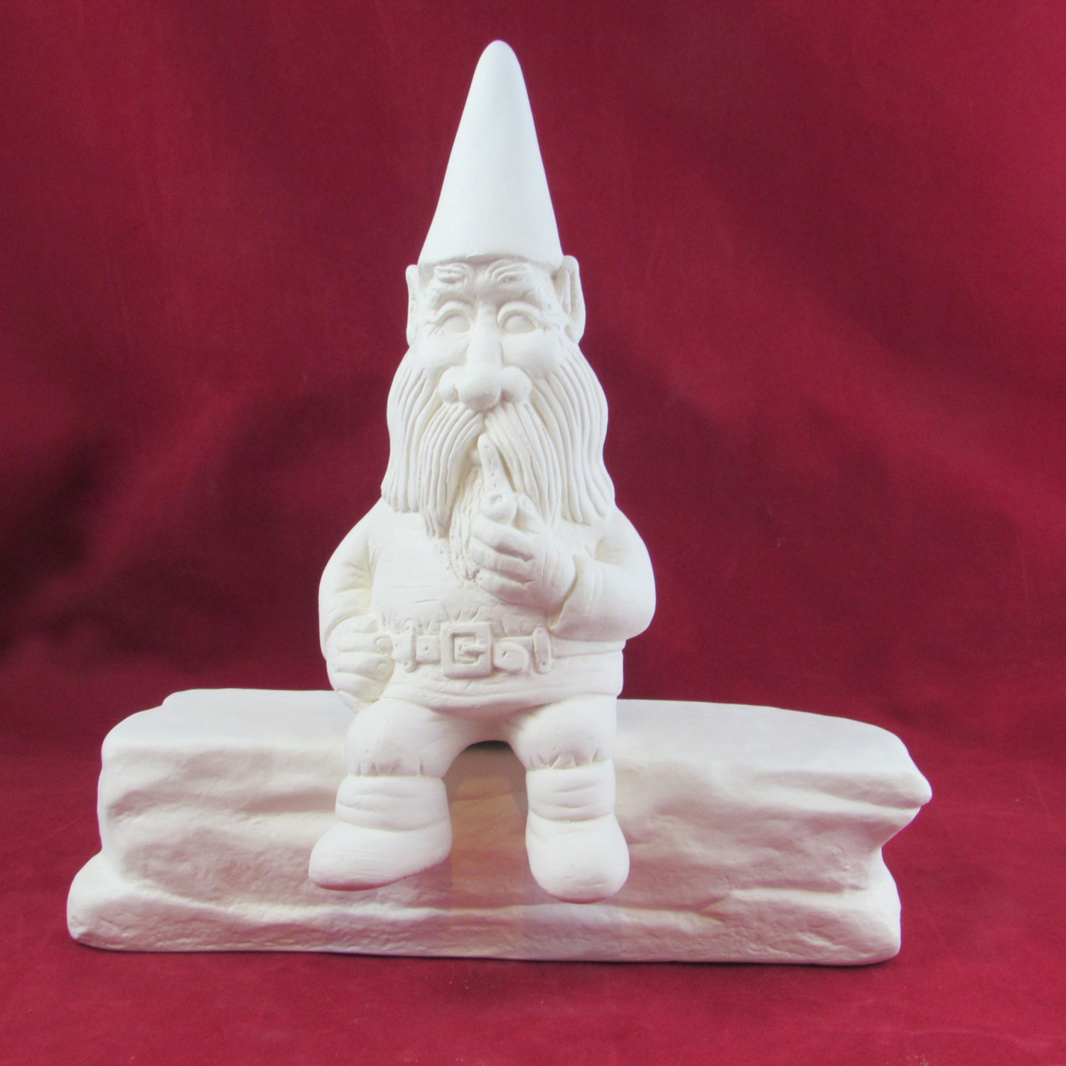 Ready to Paint Sitting Gnome With Pipe and Stone - Bisque Lawn or ...