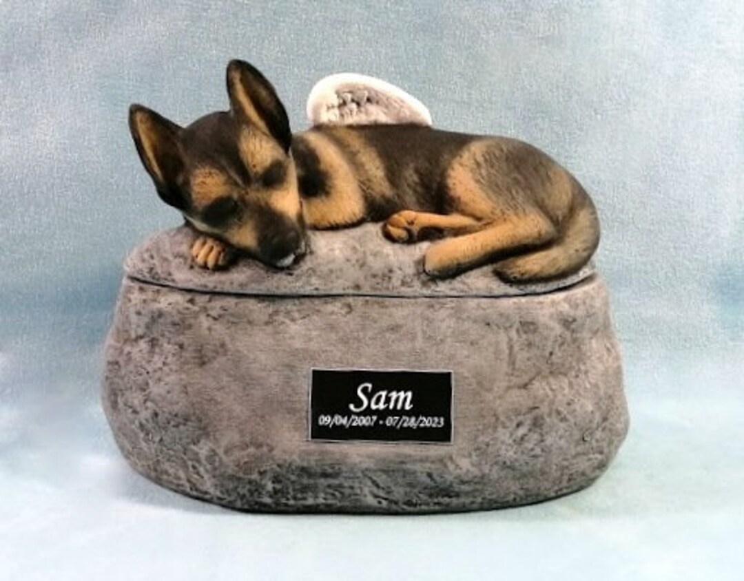 Ceramic Custom Breed Two Piece Painted Dog Urn With a Name Plate-hand ...