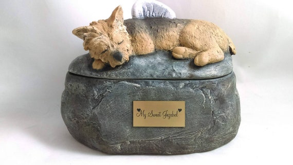 Ceramic Yorkie Painted Cremation Urn With Plastic Name Plate | Etsy