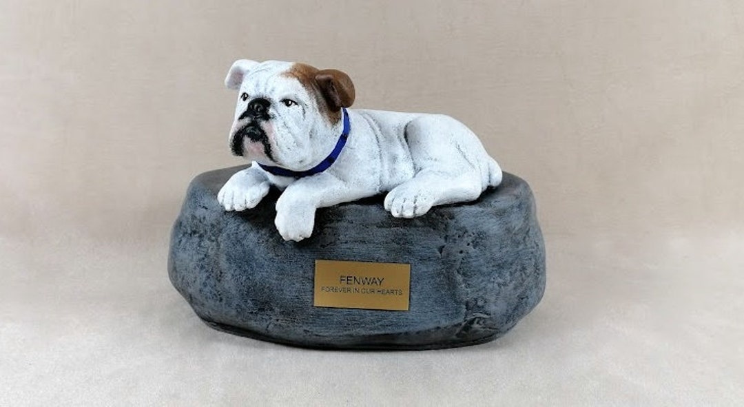 Custom Painted Bulldog Cremation Urn With Large Rock for Pets Over 75 ...
