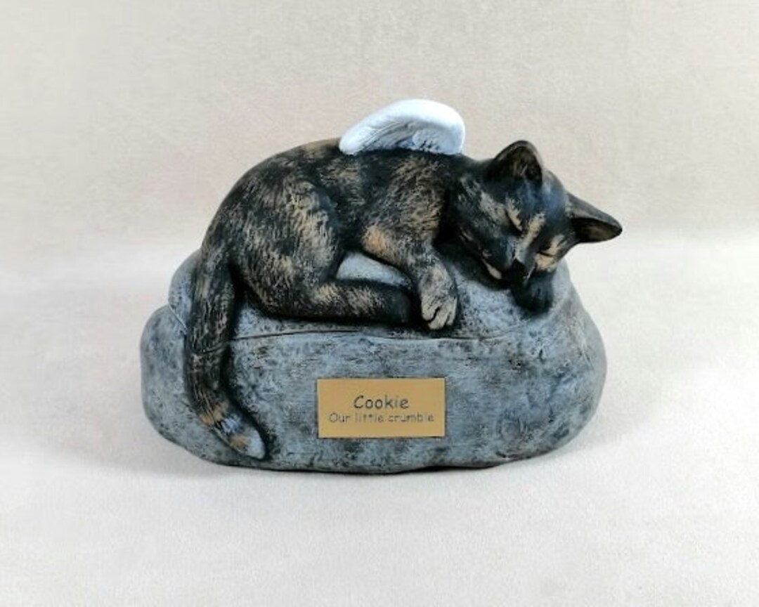 Custom Ceramic Engraved Painted Short Haired Cat Cremation Urn With ...