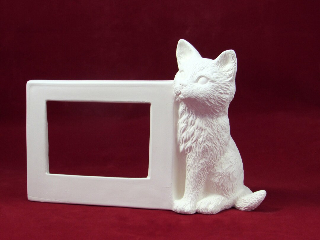 Ceramic Ready to Paint Cat Picture Frame - Handmade, Ceramic Bisque - Etsy