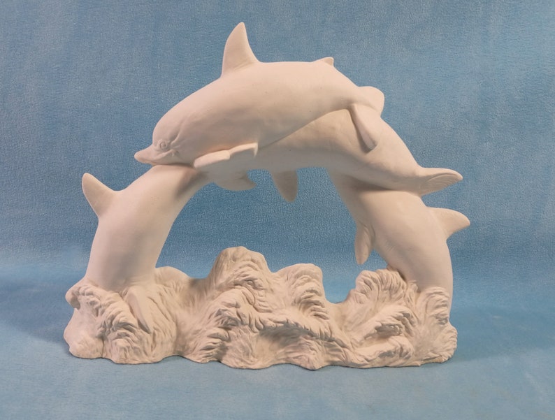 Ready to Paint Ceramic Arch of Dolphins-diy- Unpainted Ceramic Bisque ...
