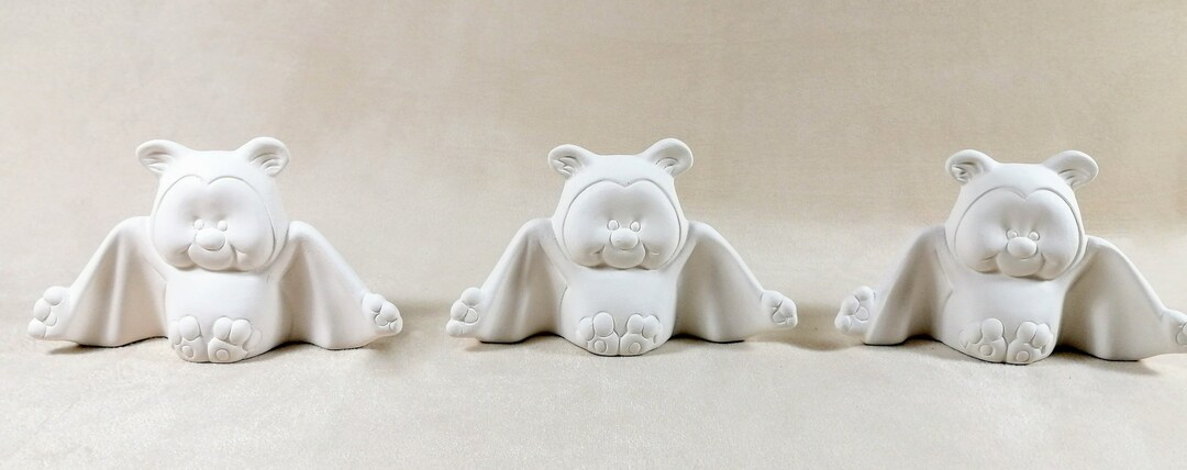Set of Three-ceramic Ready to Paint Cute Halloween Bats - 5 Inches Long ...