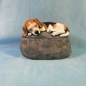 Ceramic Beagle Custom Painted Dog Cremation Urn -pet Hand Made Urn With ...