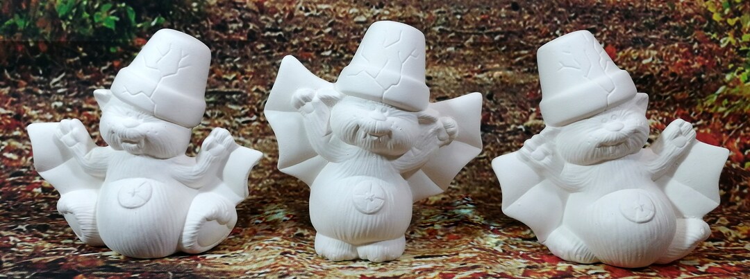 Set of Three-ceramic Ready to Paint Cute Halloween Bats - 5 Inches High ...