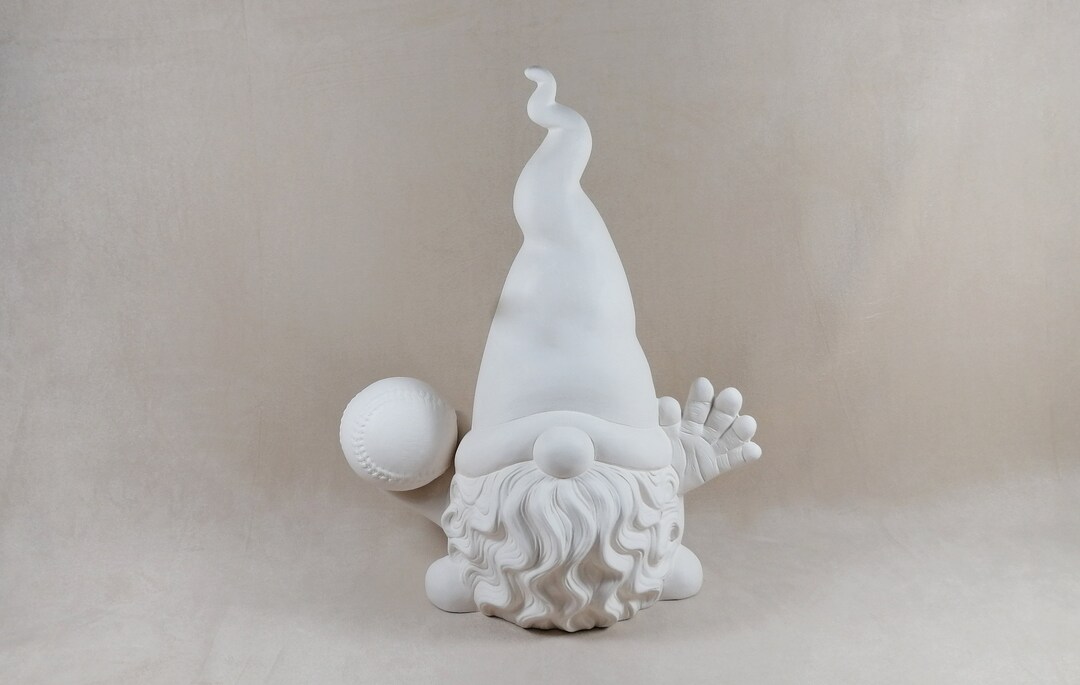 Ready to Paint Jumbo Sized Garden Gnome Holding a Baseball and Waving ...