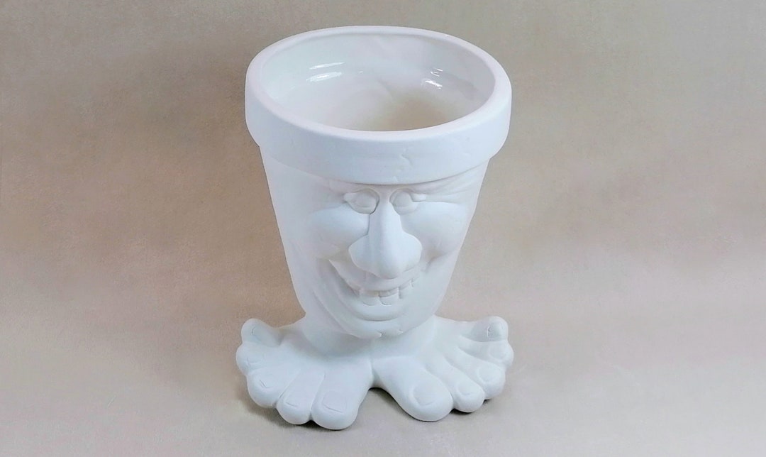 Ready to Paint Cute-ceramic Teen Boy Planter With Fired Glaze Interior ...