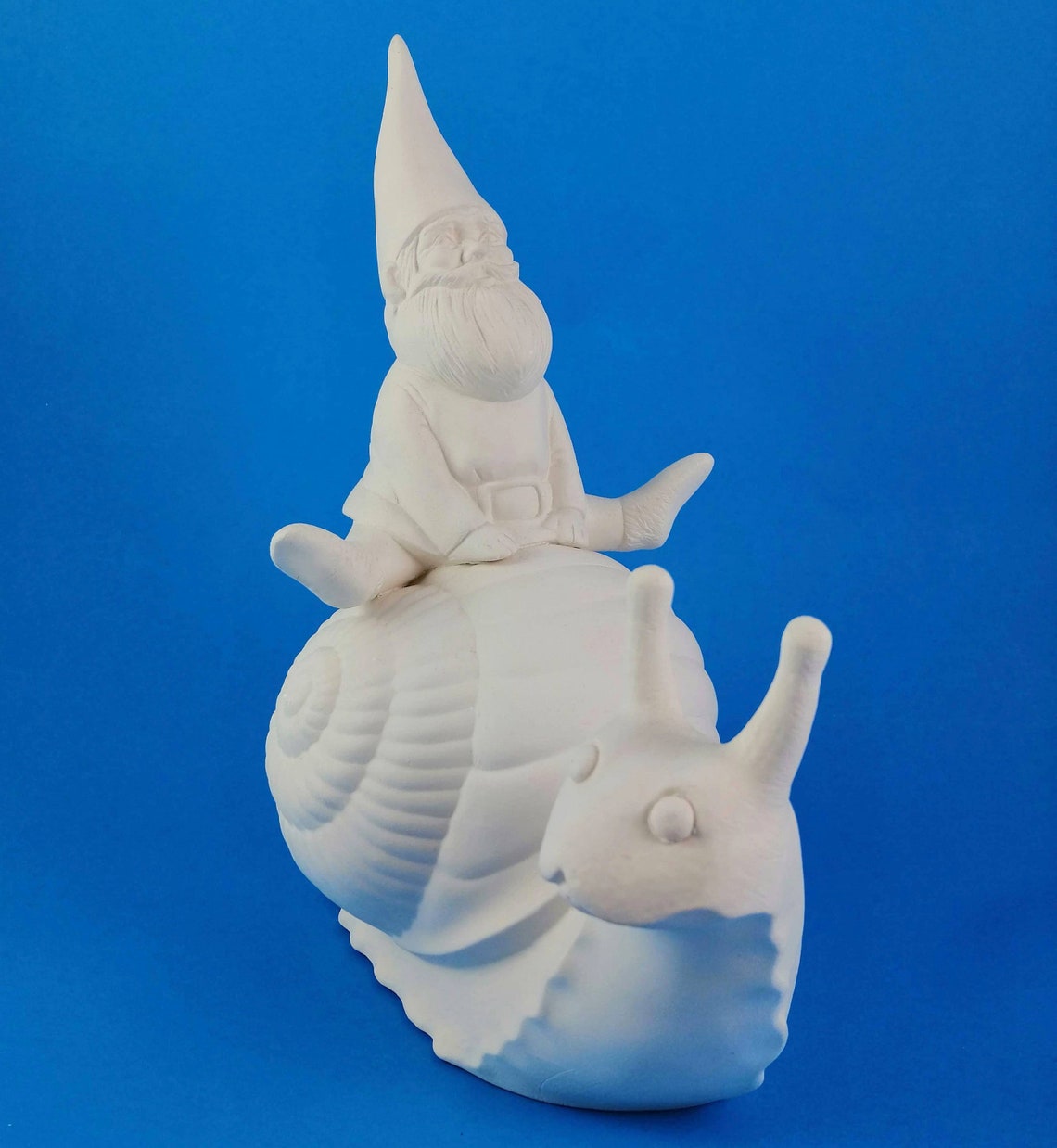 Ready to Paint Cute Ceramic Gnome Riding on a Snail - Etsy
