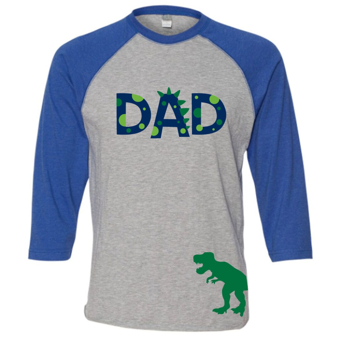 Dada-saurus-rex BLUE RAGLAN Dad Dinosaur Shirt Dadasaurus Rex Shirt Dad ...
