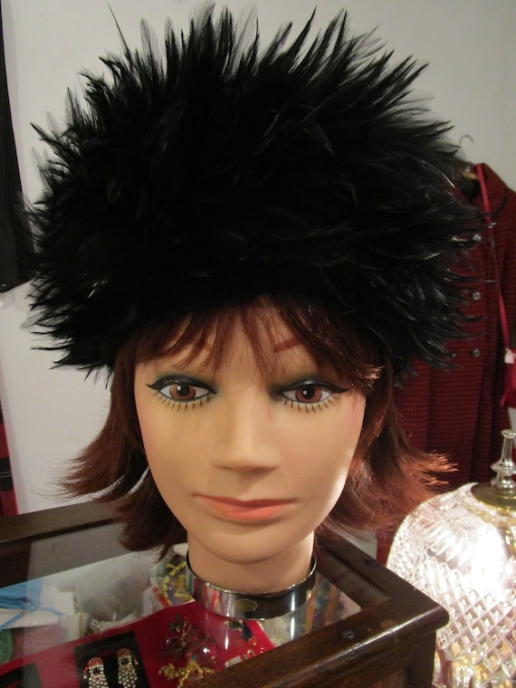 vintage feathered black tiara - Gem
