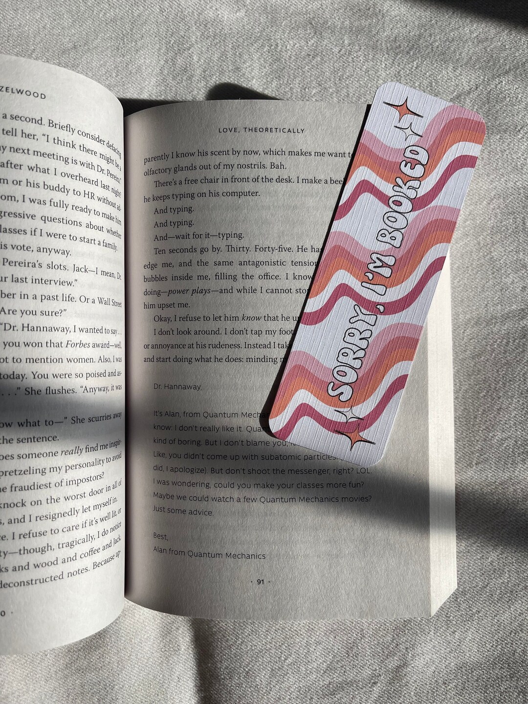 Sorry, I'm Booked Retro Linen Paper Bookmark - Etsy