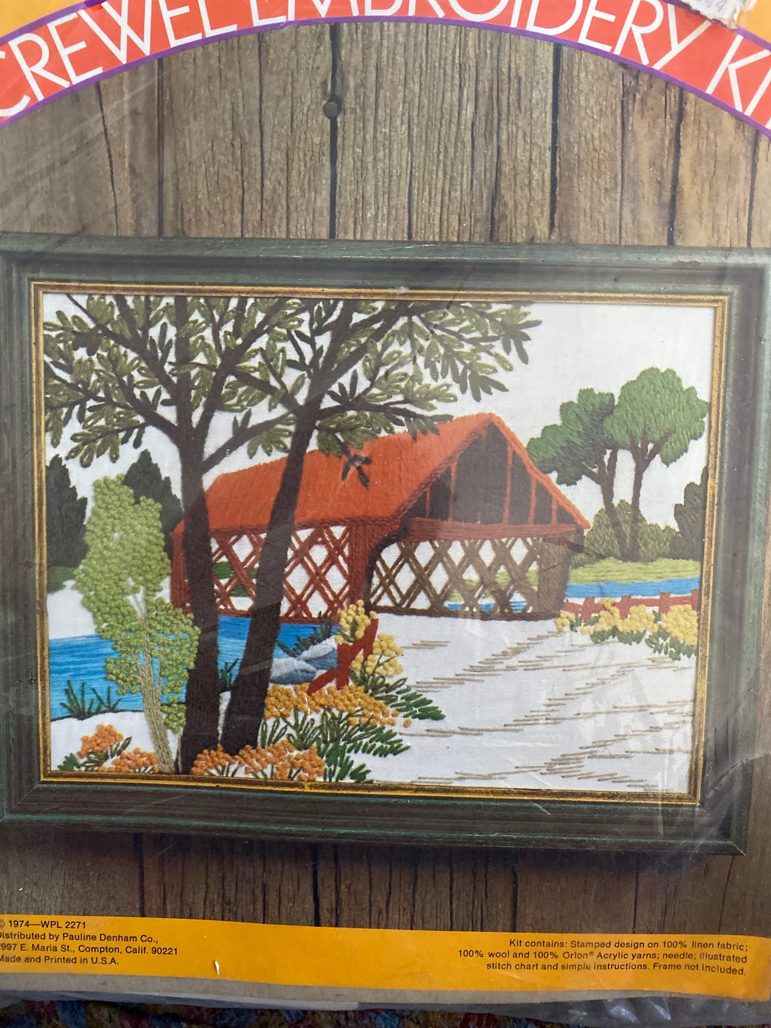 Pauline Denham 1974 Crewel Embroidery Kit 6057 Covered Bridge - Etsy UK