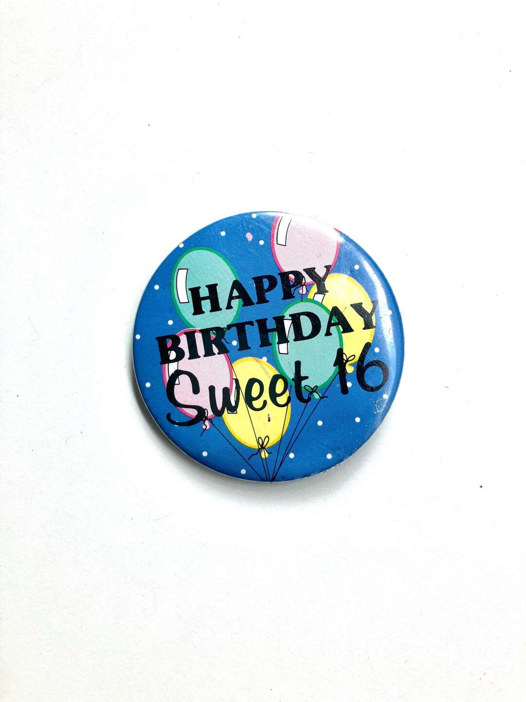 Vintage Pinback Button happy Birthday Sweet 16 Blue Button With ...