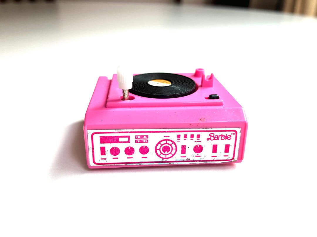 Vintage Pink Barbie-sized Dollhouse Vinyl Record Player Wind-up Toy - Etsy