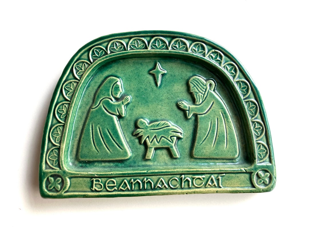 Vintage Crèche Nativity Callura Pottery Bench Nativity Scene Irish ...