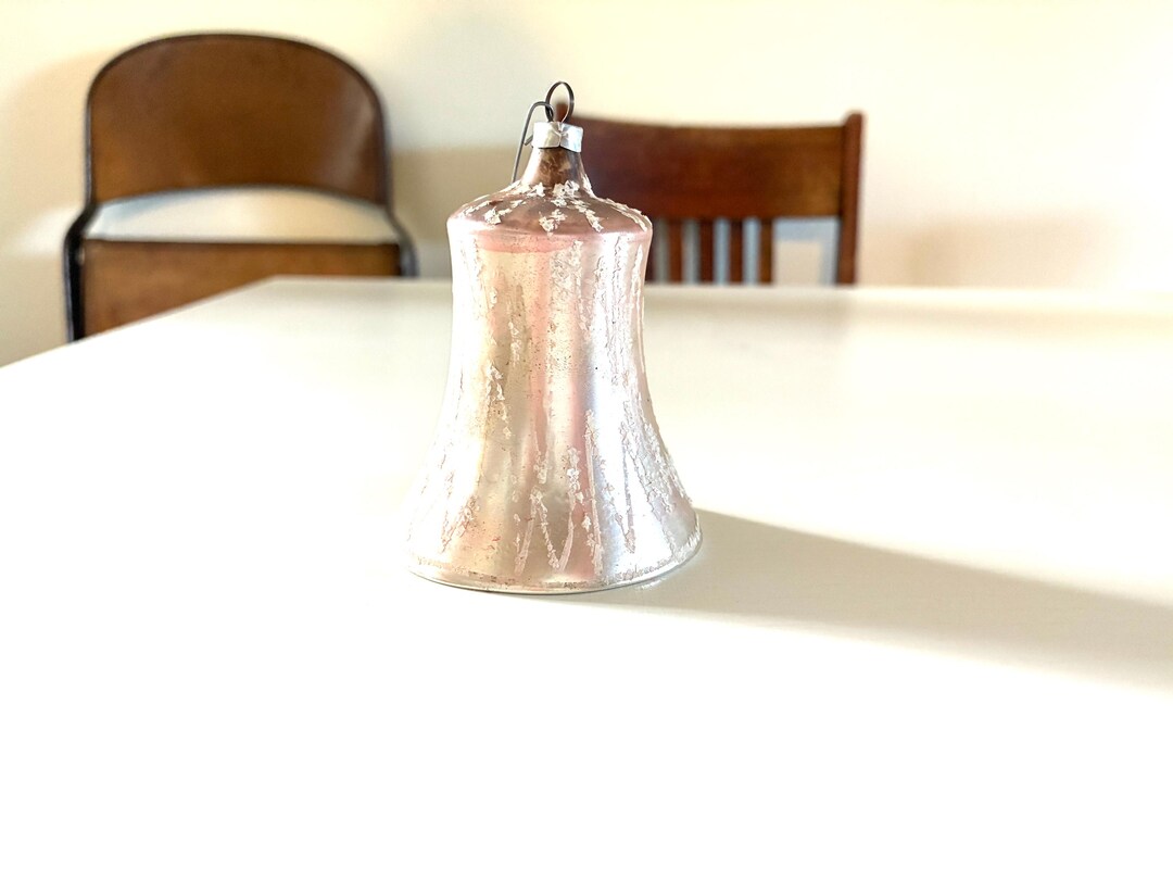 Vintage Pink Blown Glass Bell Ornament - Etsy