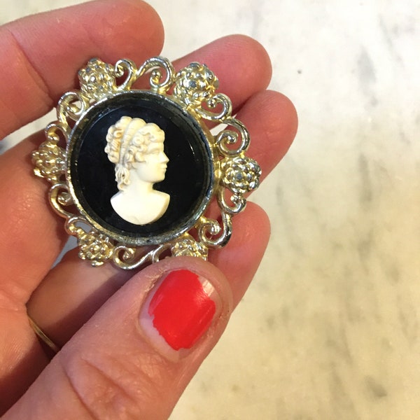 Black Bakelite Cameo - Etsy