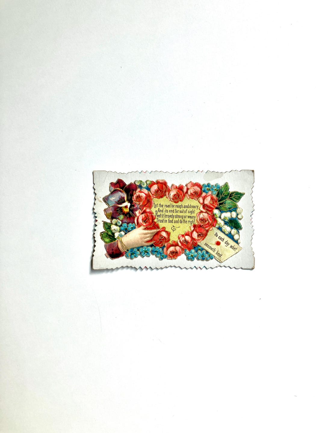 Vintage Victorian Valentine “let the Road Be Rough and Dreary” Poem ...