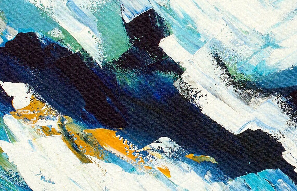 Abstract Blue Painting Abstract Painting on Canvas Large | Etsy