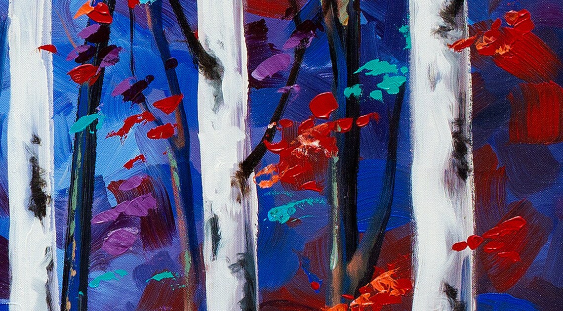 Large Birch Trees Painting Abstract Painting Painting Forest | Etsy
