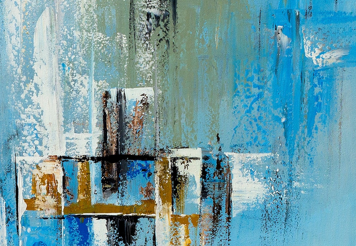 Abstract Blue Painting Abstract Painting on Canvas Large - Etsy