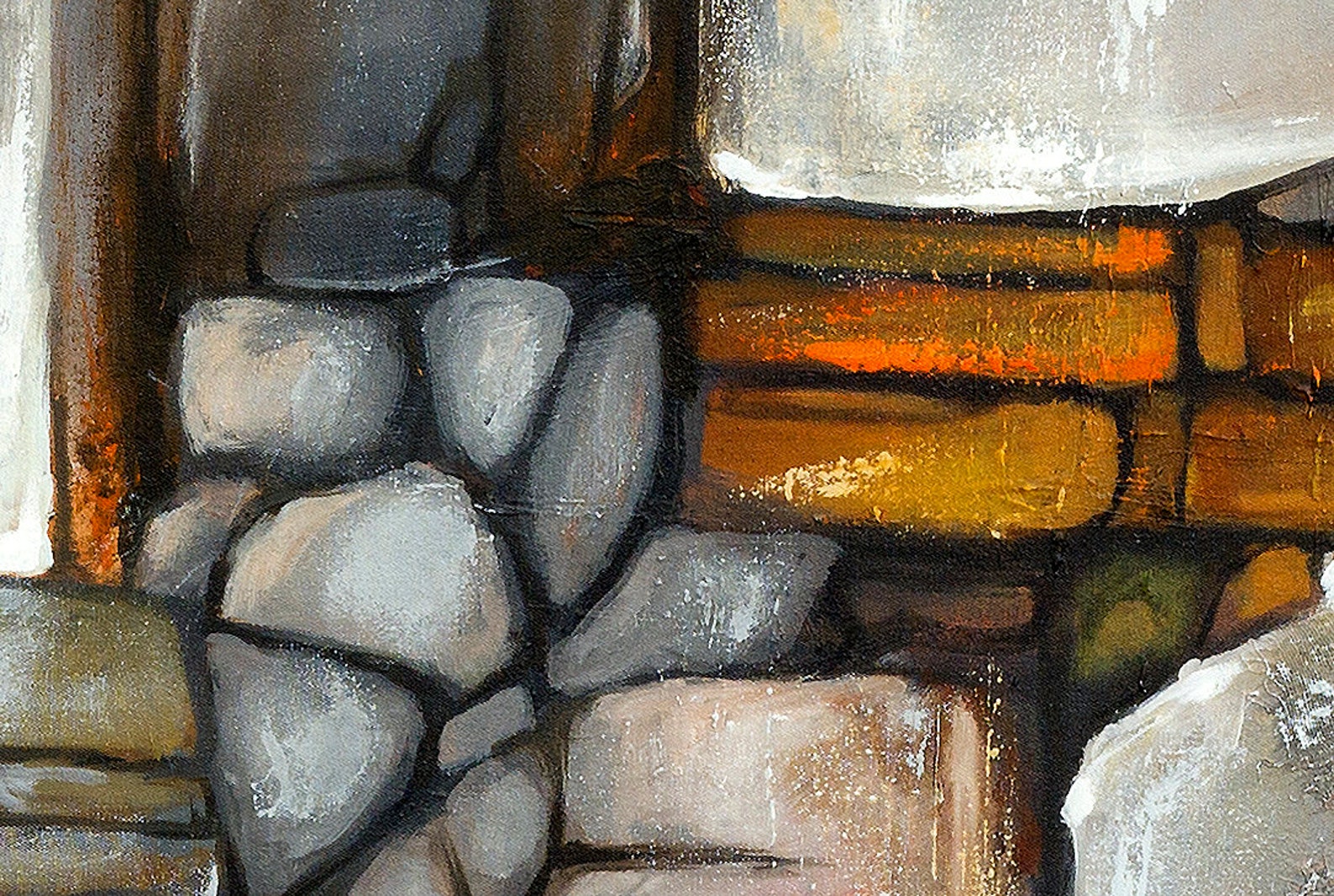 Grey Painting Large Abstract Rock Brick Painting Abstract - Etsy