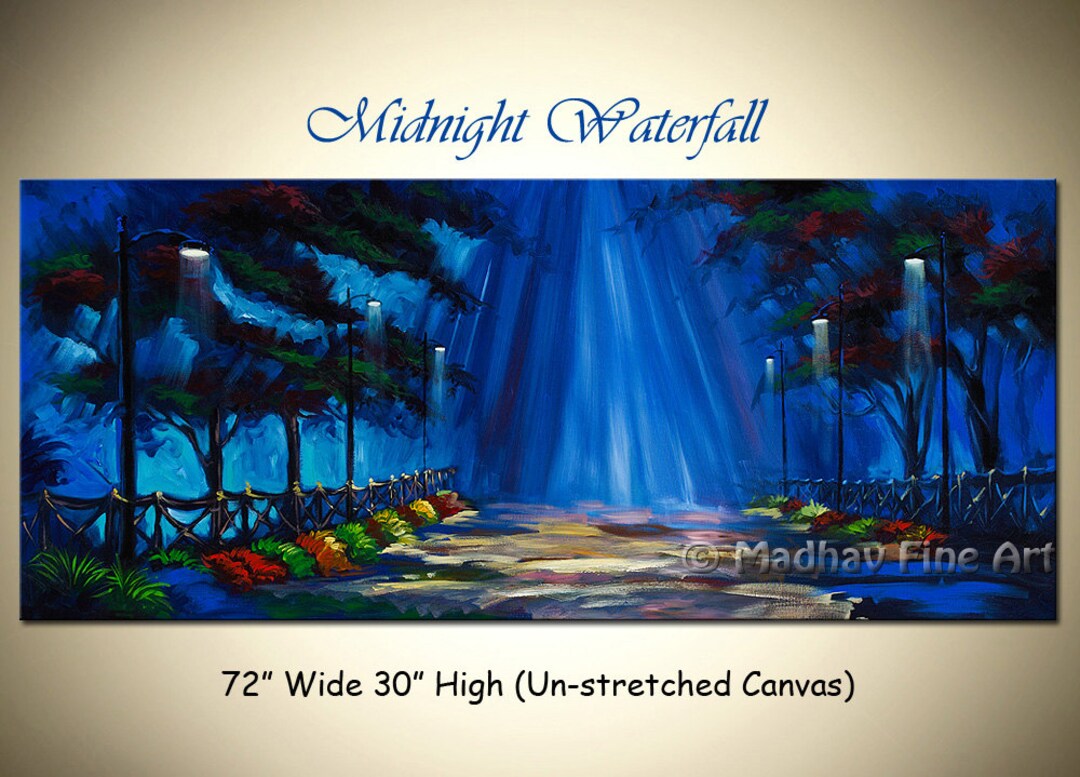 Waterfall Abstract Art, Abstract Blue Painting, Painting on Large ...