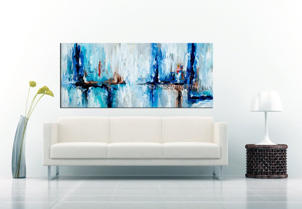 Large Abstract Wall Art Blue Original Abstract Painting | Etsy