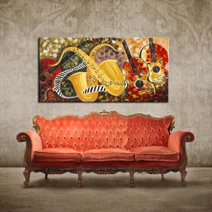Abstract Music Painting Modern Art Guitar Contemporary Original Art on ...