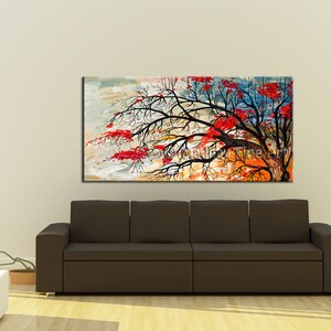 SALE Tree Painting, Acrylic Abstract Large Painting, Tree Wall Art on ...