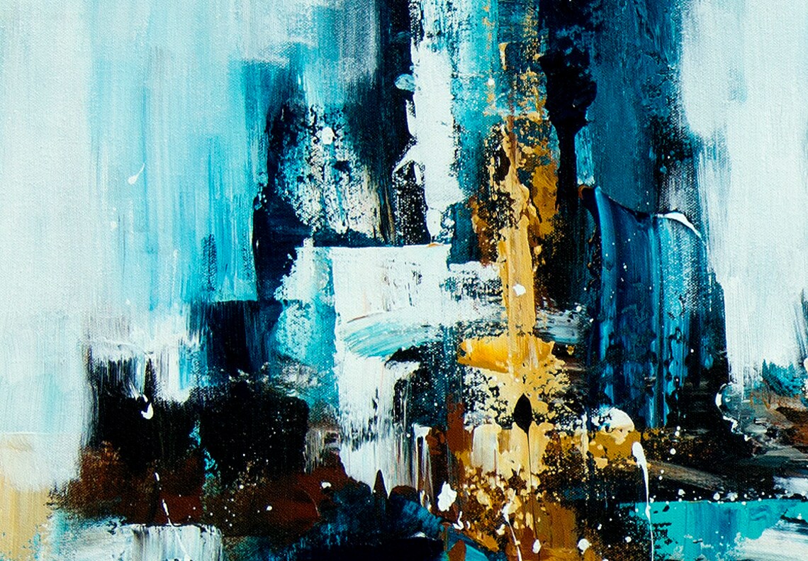 Pintura azul Obra original Obra abstracta gran pared arte arte | Etsy