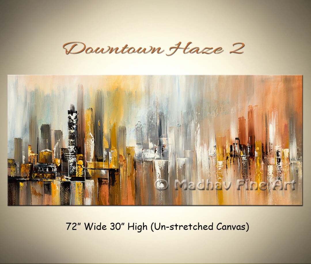 Office Painting Abstract Cityscape Painting, Large Size, Acrylic Canvas ...