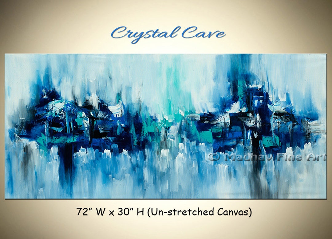 Large Blue Abstract Wall Art - Original Abstract Painting - Acrylic ...