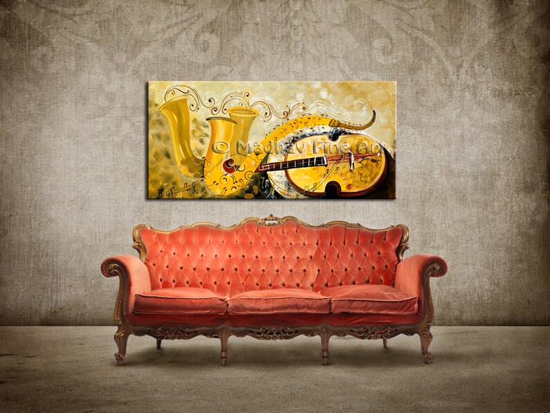 Large Abstract Acrylic Painting Large Music Instruments | Etsy